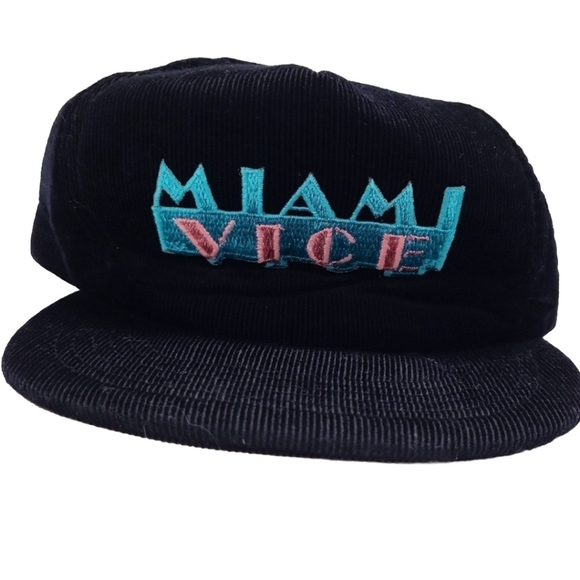 Miami Vice | Accessories | Vtg 98s Miami Vice Black Corduroy Snapback ...